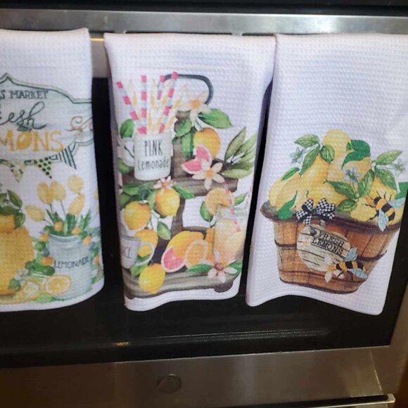 Hand Crafted | Kitchen | 3 Pcs Set Of Lemon Kitchen Towels | Poshmark